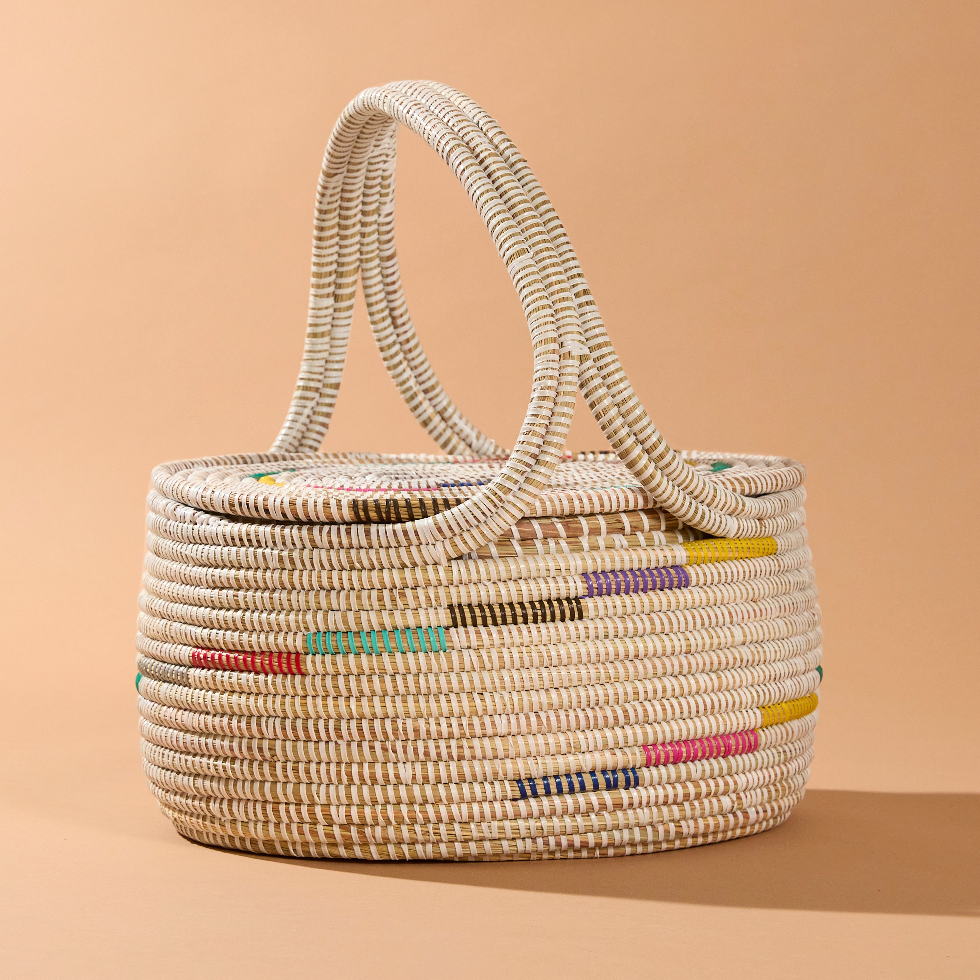Binta Lidded Storage Basket – Handwoven African Picnic Basket ...