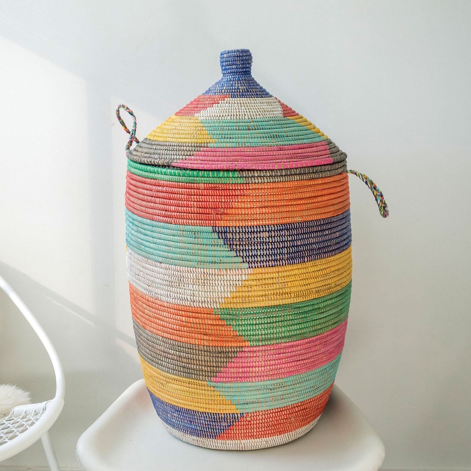 Large African Storage Basket with Lid – Handmade Home Decor ...
