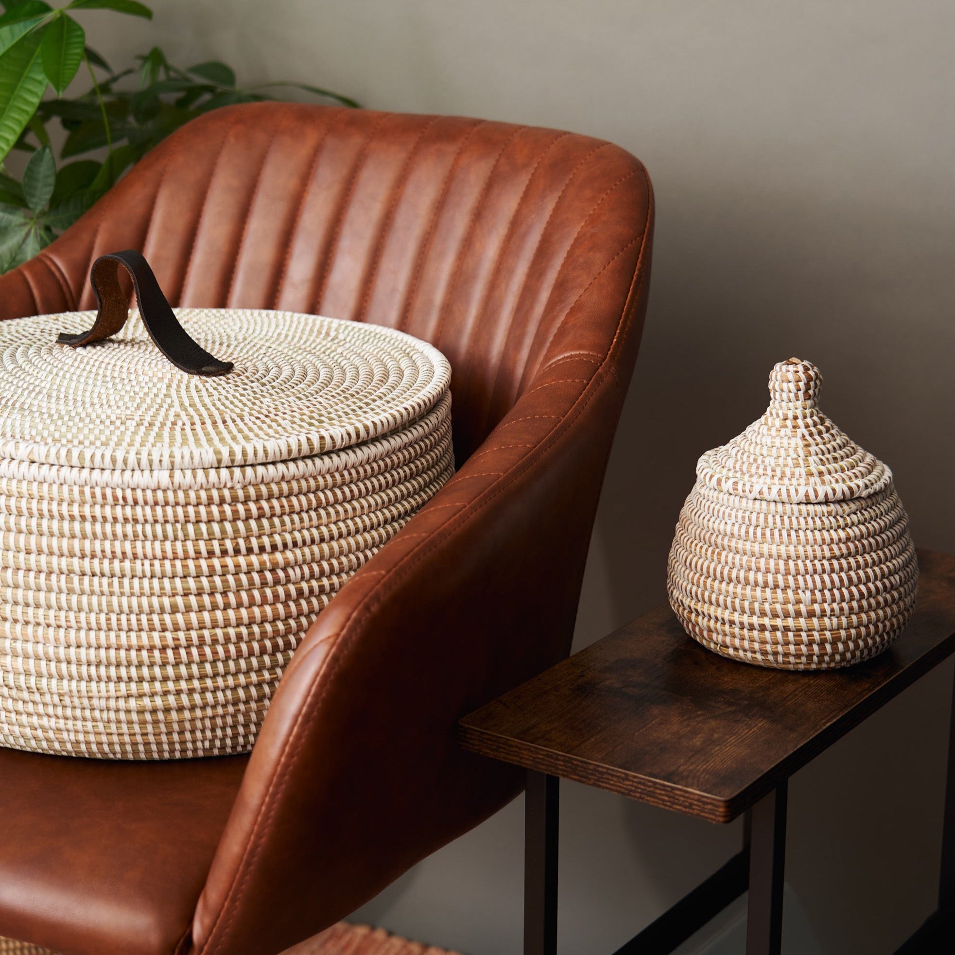 Adia Lidded Basket – Handcrafted African Storage Basket