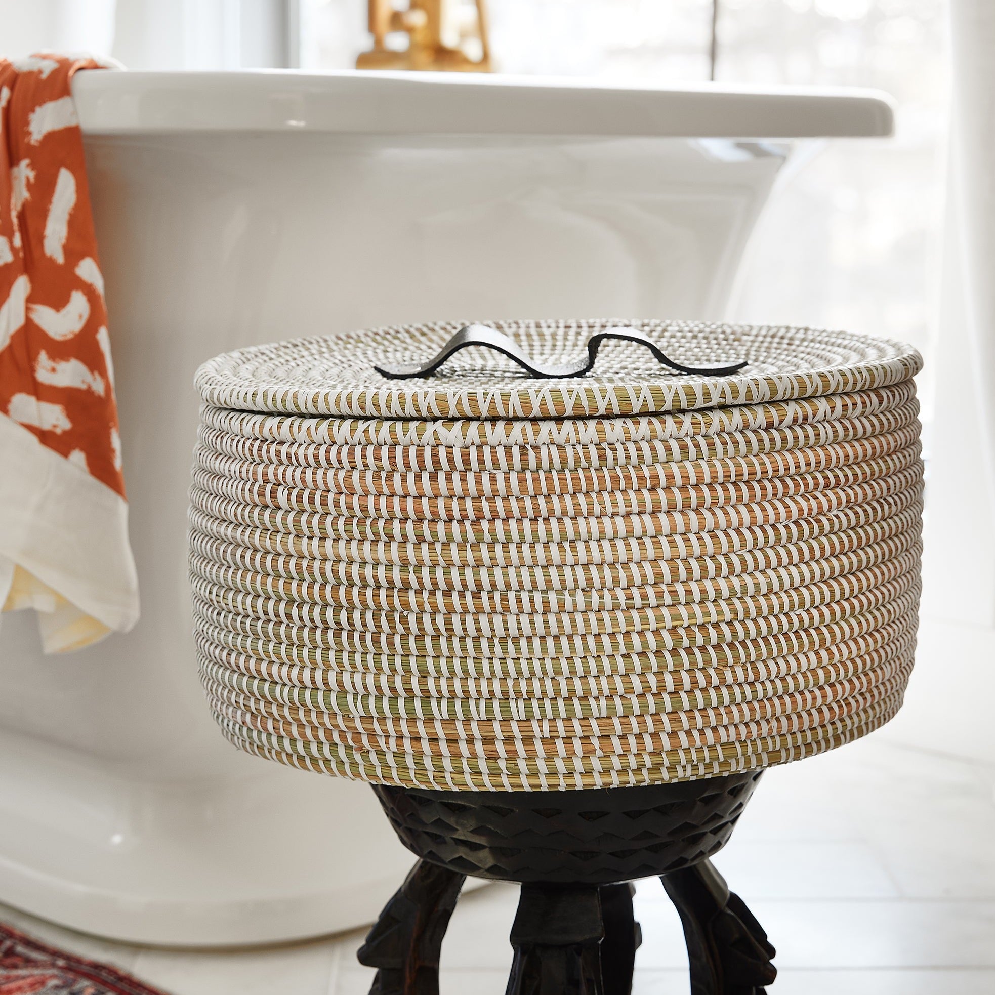 Adia Lidded Basket – Handcrafted African Storage Basket
